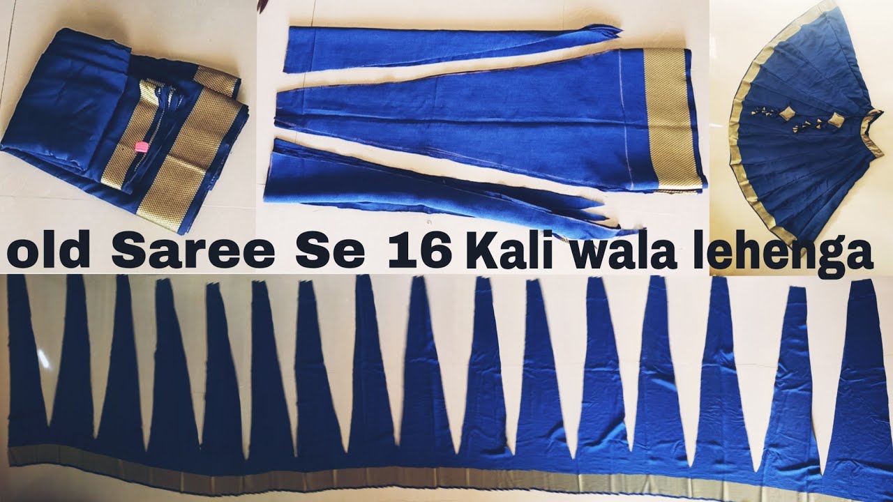 16 band kali wala lehenga/skirt / बंद कली लहंगा /saree se kali wala ...