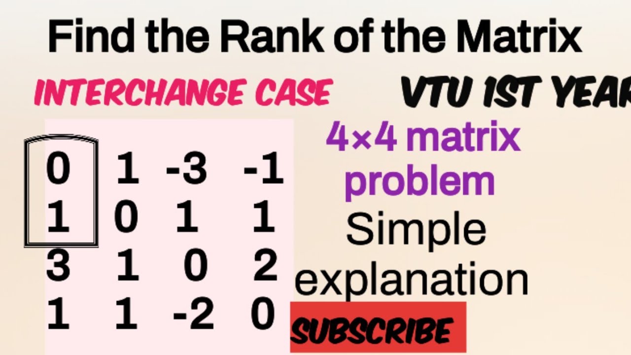 Rank of the matrix || Simpler way to solve the problem in INTERCHANGE ...