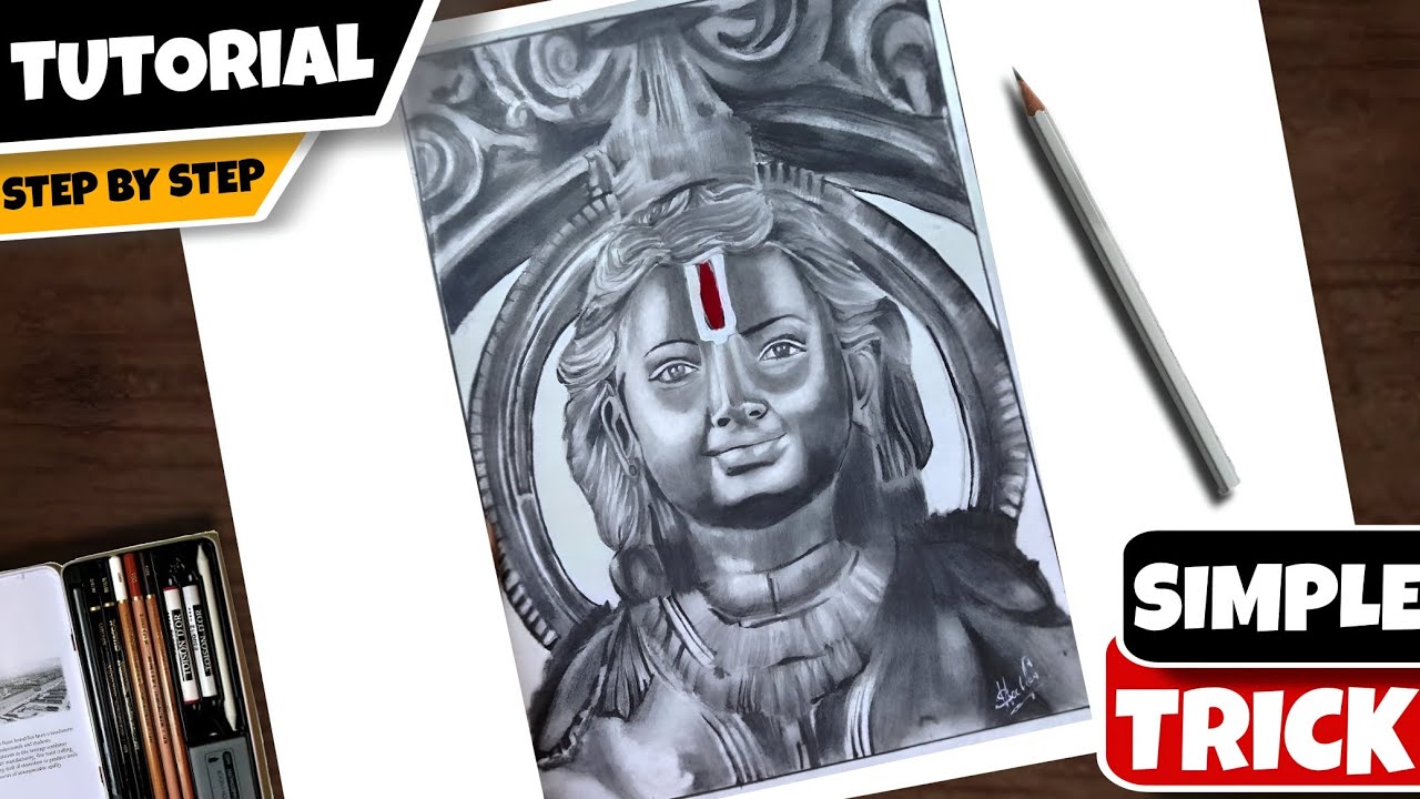 How to draw Lord Ram Lalla | Part 1 | How to draw Ram drawing step by ...