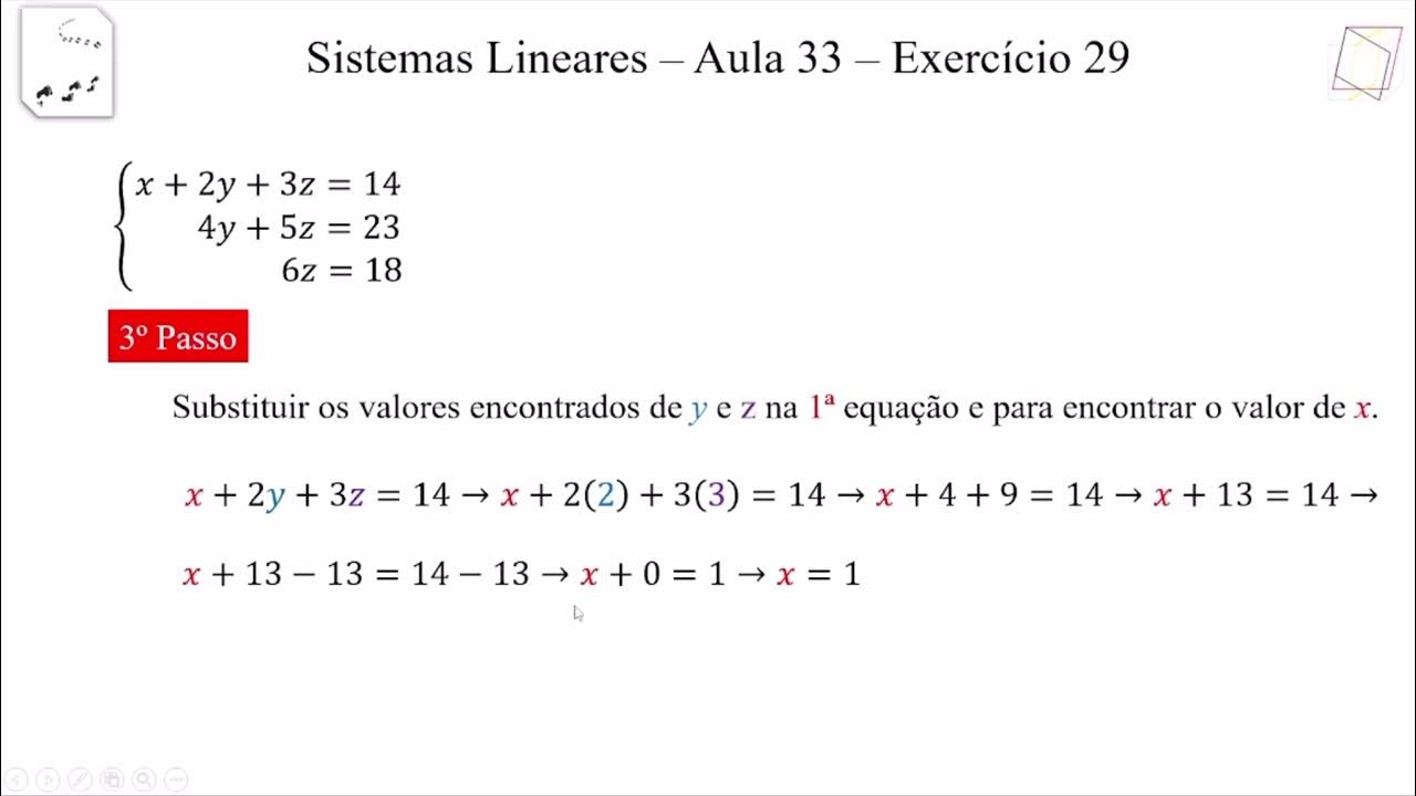 Sistemas Lineares – Aula 33: Escalonamento de Sistemas – Exercício 29 - YouTube