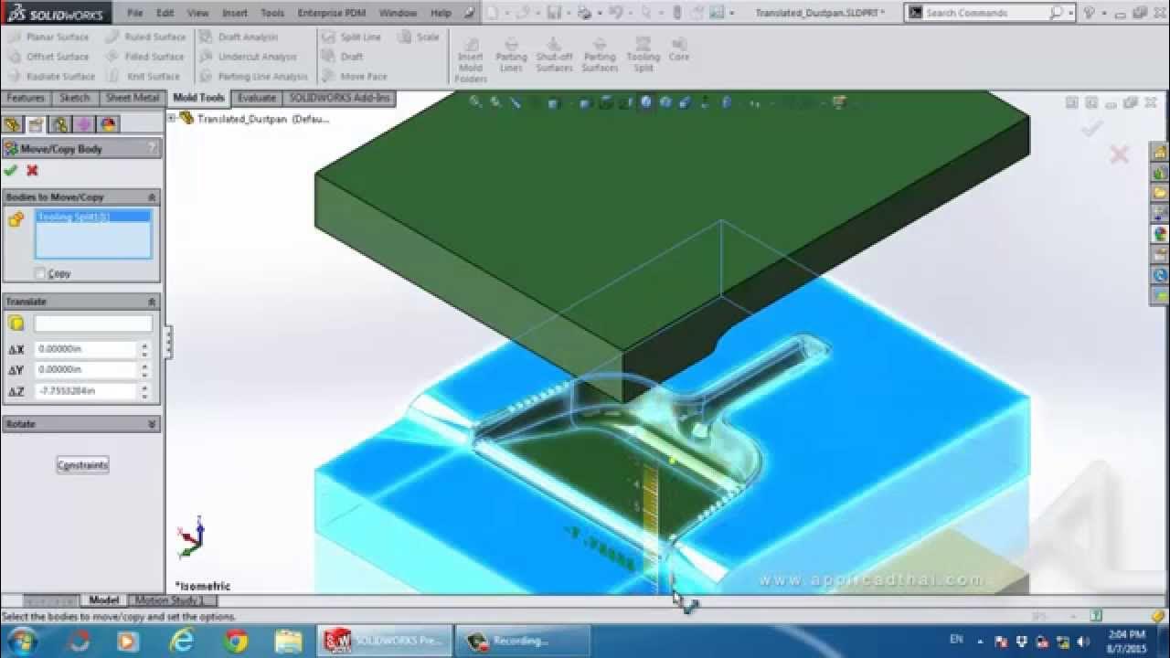 Basic การเขียน Core&Cavity ด้วย Solidworks (Introduction to SolidWorks mold design) - YouTube