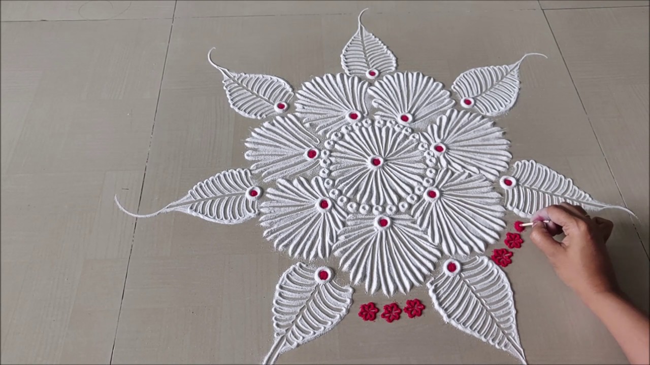 Simple, easy Navratri 2020 special white color Rangoli ! पांढऱ्या ...