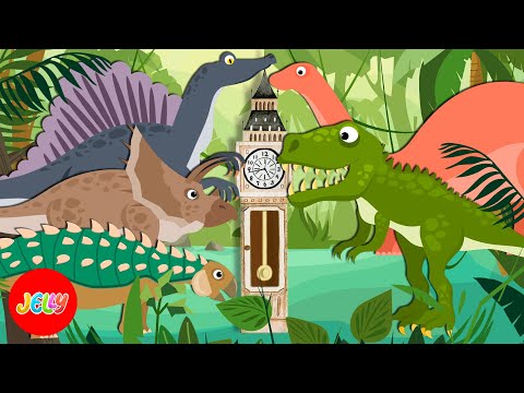 Hickory Dickory Dock Nursery Rhyme Dinosaur | Learn and Sing with Dinosaurs | Jungle Dinosaurs
