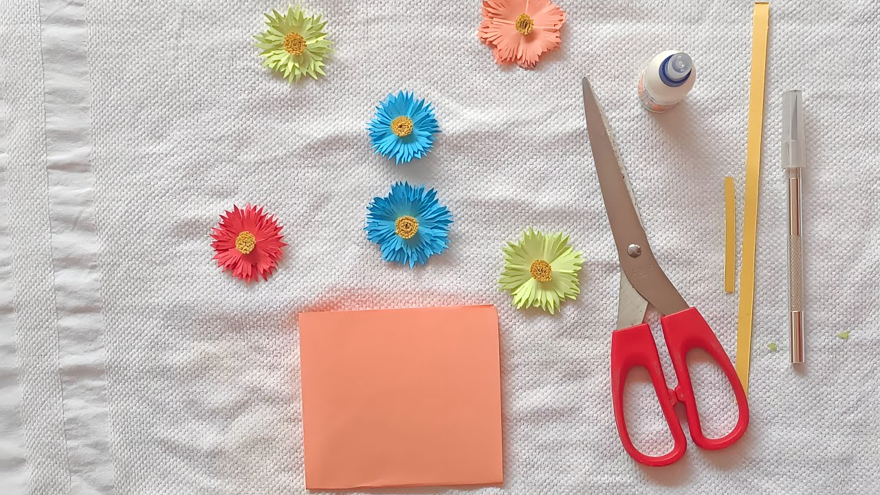 How to make small flowers paper craft - Origami flower craft - Paper ...