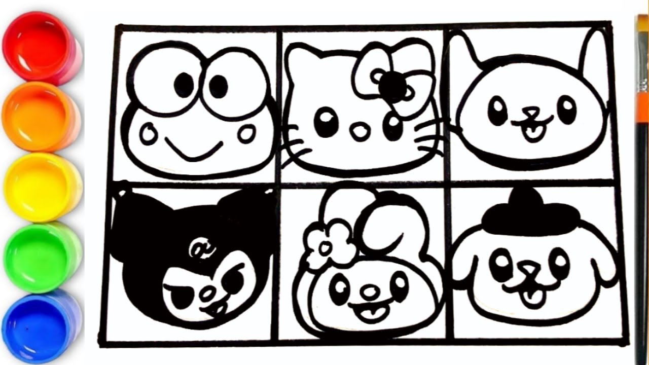 Drawing and Coloring Sanrio Characters | Sanrio Coloring Pages - YouTube