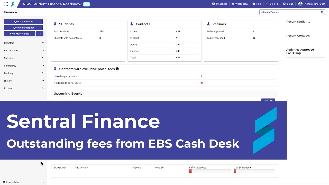 Sentral Finance | Outstanding fees from EBS Cash Desk - YouTube