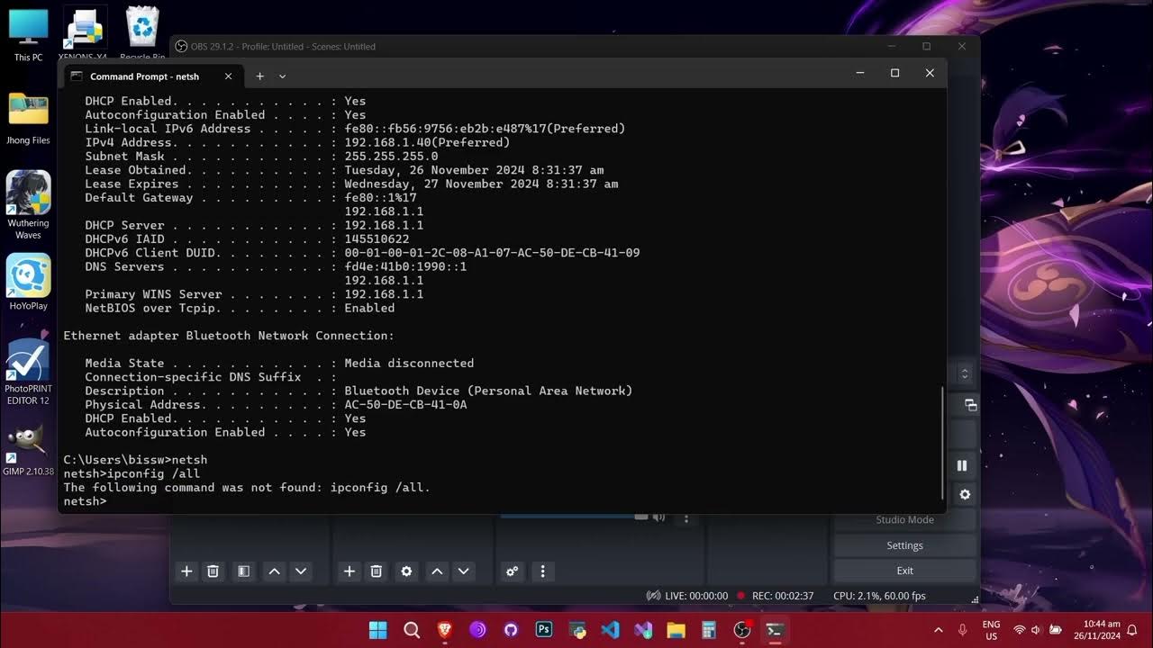 CMD PROMPT FOR IP CONFIG AND CHANGING THE DNS SERVER TO PUBLIC DNS - YouTube