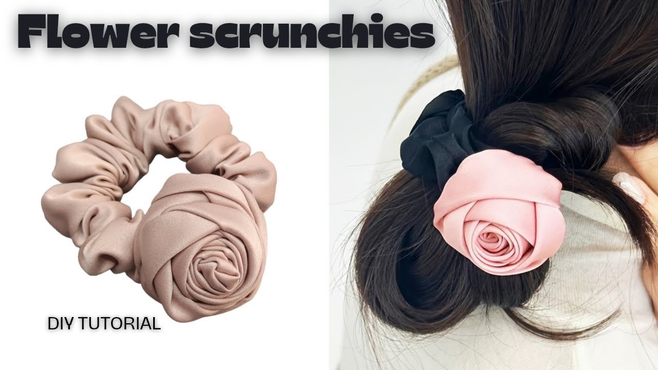 cara membuat scrunchies bunga yang cantik - YouTube