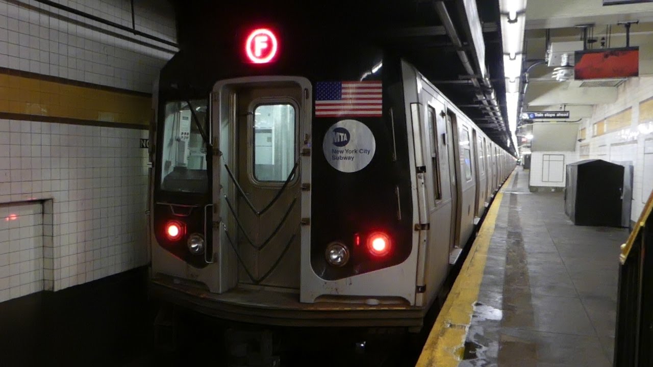 IND Fulton St Line: R160A-2 F Train at Nostrand Ave-Fulton St (G.O ...