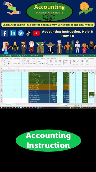 Create Accounting Worksheet Part 1 Excel Accounting Practice Problem - YouTube