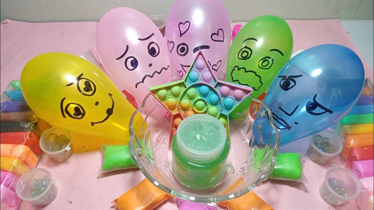 Making Glossy Slime With Funny Faces Balloons | Satisfying Slime Videos ...