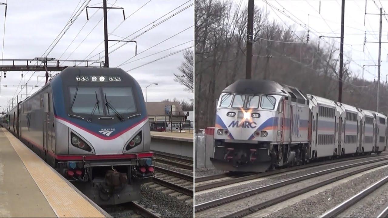 Amrak and MARC Railfanning at Seabrook - YouTube