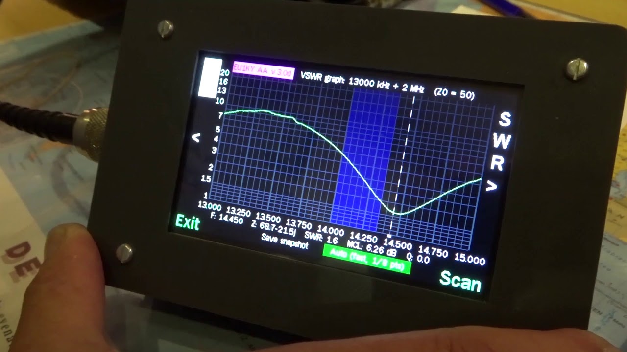 Antenne analyser aan 20 meter dipool via Drake tuner - YouTube
