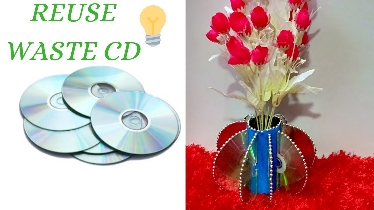 REUSE WASTE CD 💿| Old CD craft Idea |Best Out Of Waste |DIY Pen holder ...