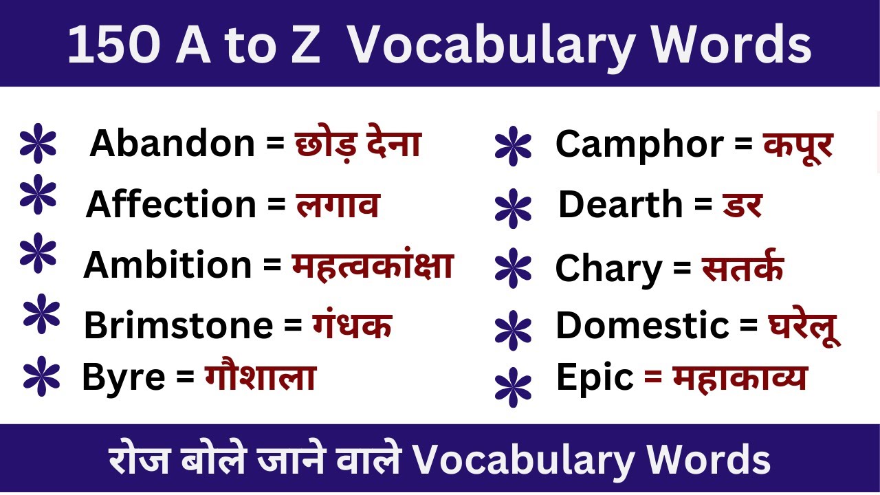 150 A to Z Vocabulary Words | Spoken English| Part -1| - YouTube