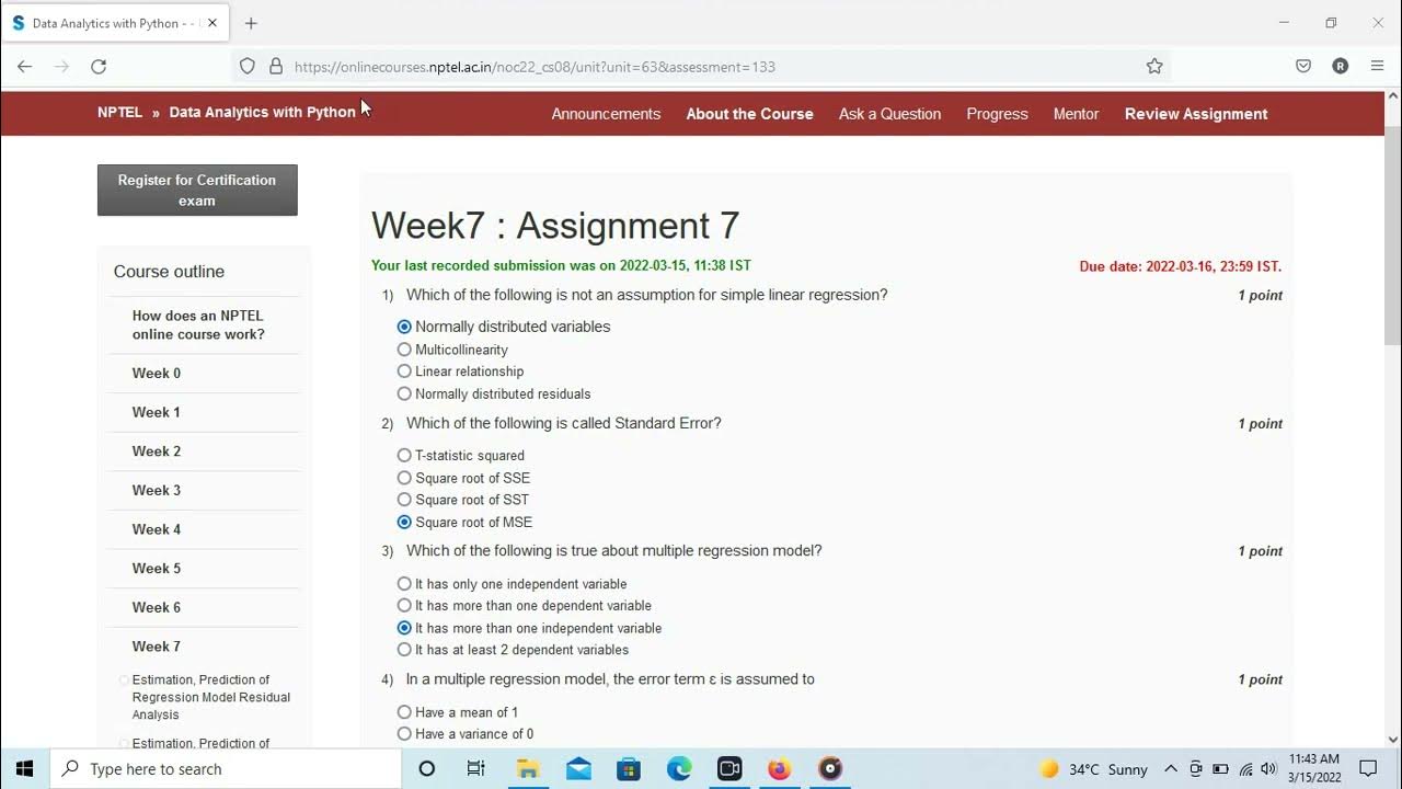 Data Analytics With Python NPTEL SWAYAM Course Week 7 Assignment Answers - YouTube