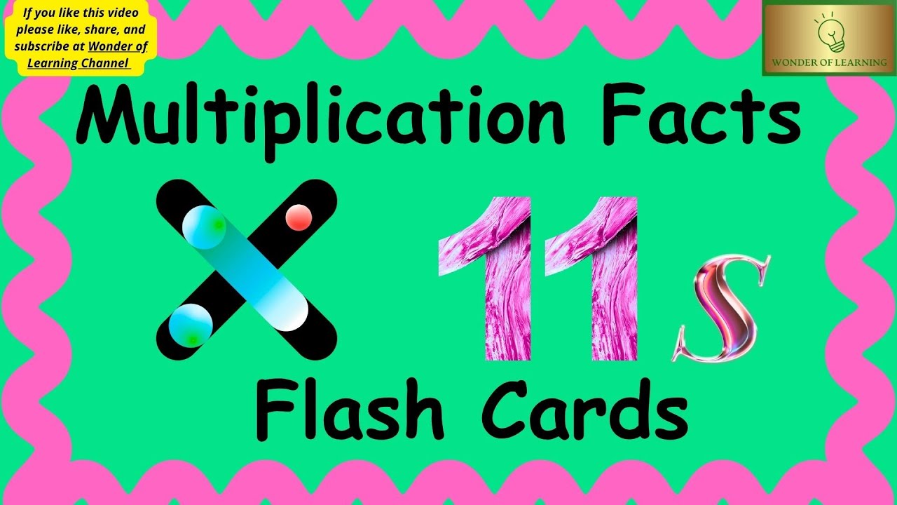 11s Multiplication Facts Flash Cards for Kids, 2nd and 3rd Grades, Math ...
