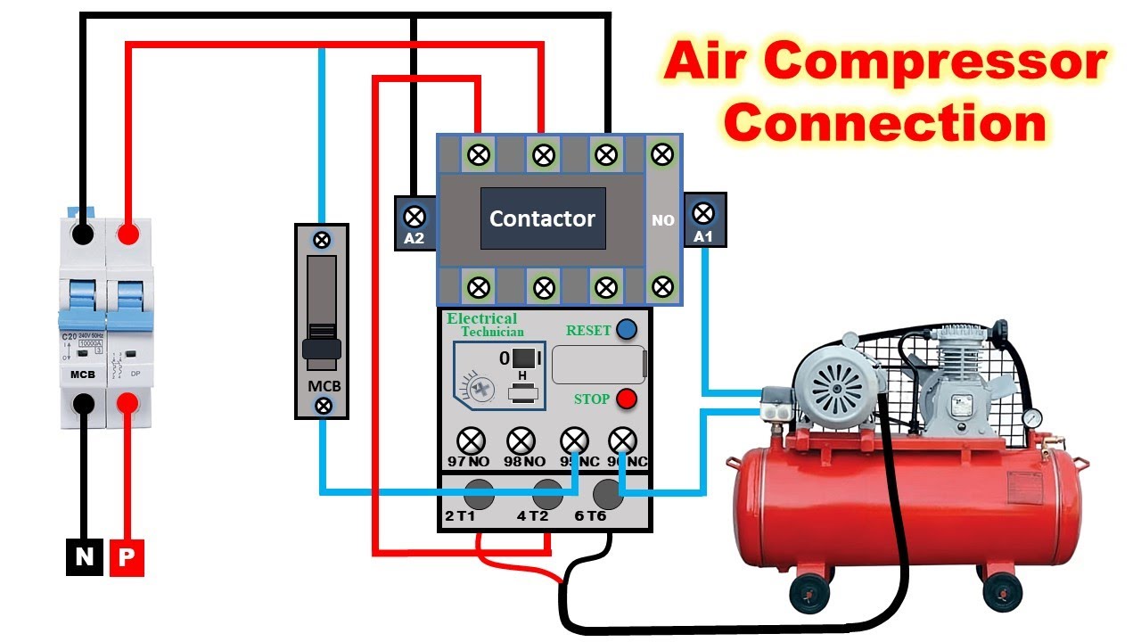 Piston Type Air Compressor, Automatically ON OFF Connection With ...