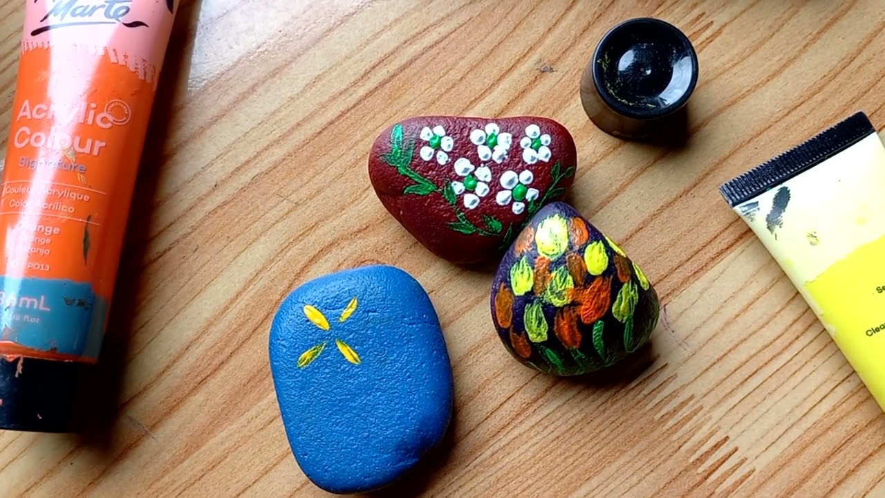 Painting for beginners -How to draw two Pebbles Beautiful flowers for ...