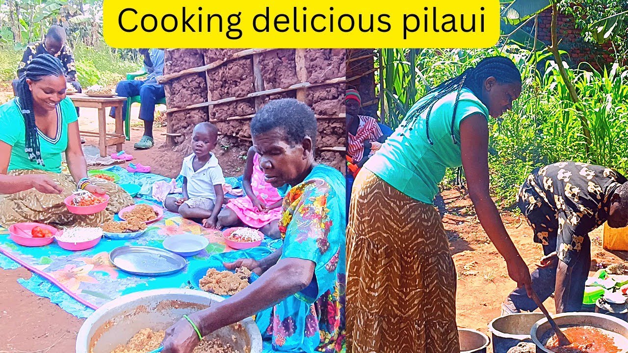 Typical village life in Uganda// Cooking most delicious lunch/ pilau # ...