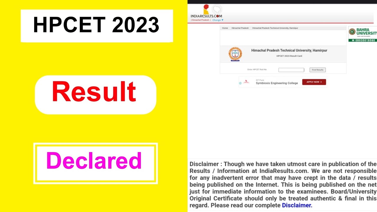 HPCET 2023 Result Declared | HPCET 2023 Result Declared Full Details ...