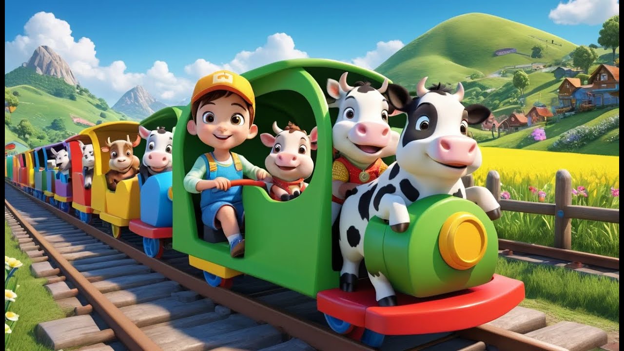 Five Little Cows on the Train Rhyme Song | Popular Nursery Rhyme & for ...