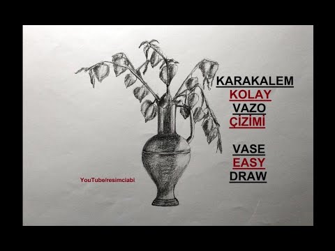 VAZO ÇİZİMİ / KARAKALEM KOLAY VAZO ÇİZİMİ / VAZODA ÇİÇEKLER ÇİZİM