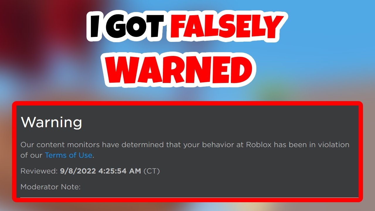 Roblox FALSELY Warned ME! - YouTube