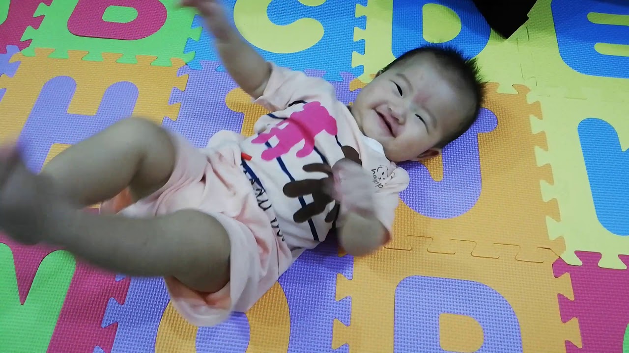 Baby sleep on Alphabet Mat - YouTube