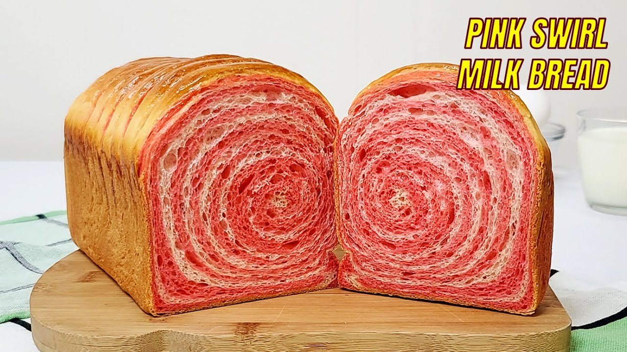 Cute Soft Fluffy Pink Swirl Milk Bread Loaf [Subtitles] HNC Kitchen ...