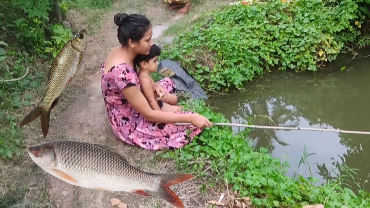Girl Hunting Fish by Fish Hook form Beautiful Nature 🐟🎣 - YouTube