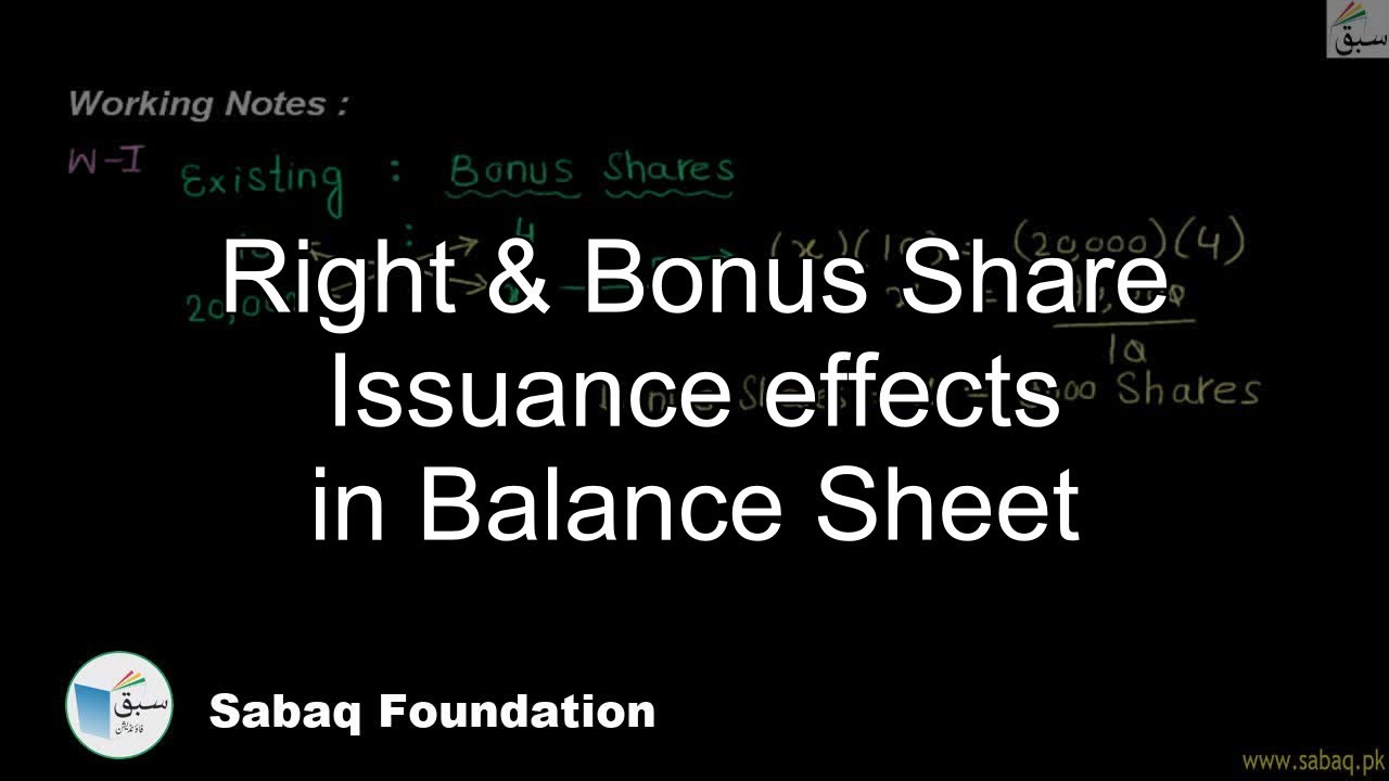 Right & Bonus Share Issuance effects in Balance Sheet, Accounting ...