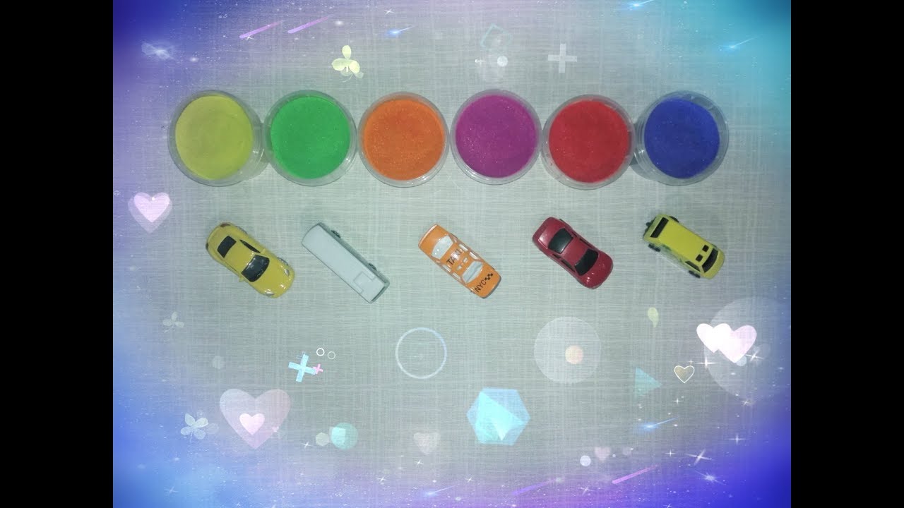 CARS IN COLORED SAND! LEARN COLORS! - YouTube