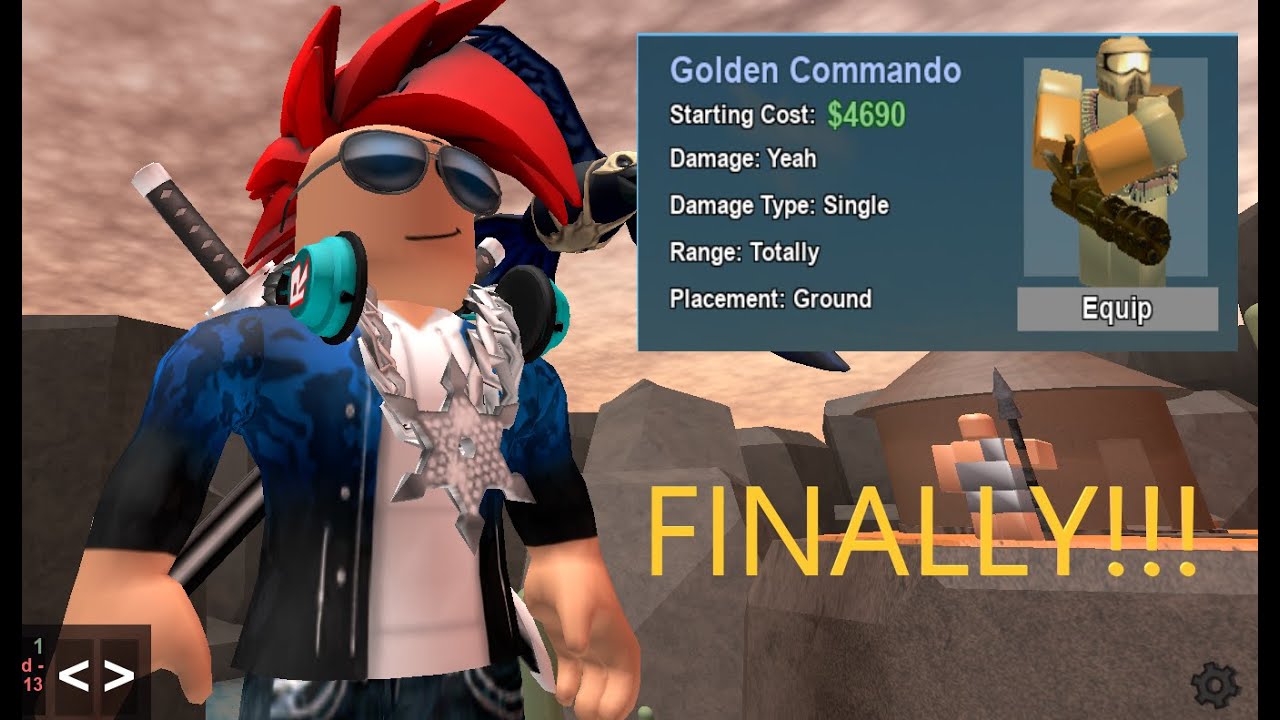 FINALLY GETTING THE GOLDEN COMMANDO!!! (Roblox Tower Battles) - YouTube