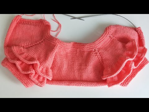 Yeni Moda Fırfır Kollu Kız Bebek Yeleği Yapılışı (1-1,5 yaş) Part 1