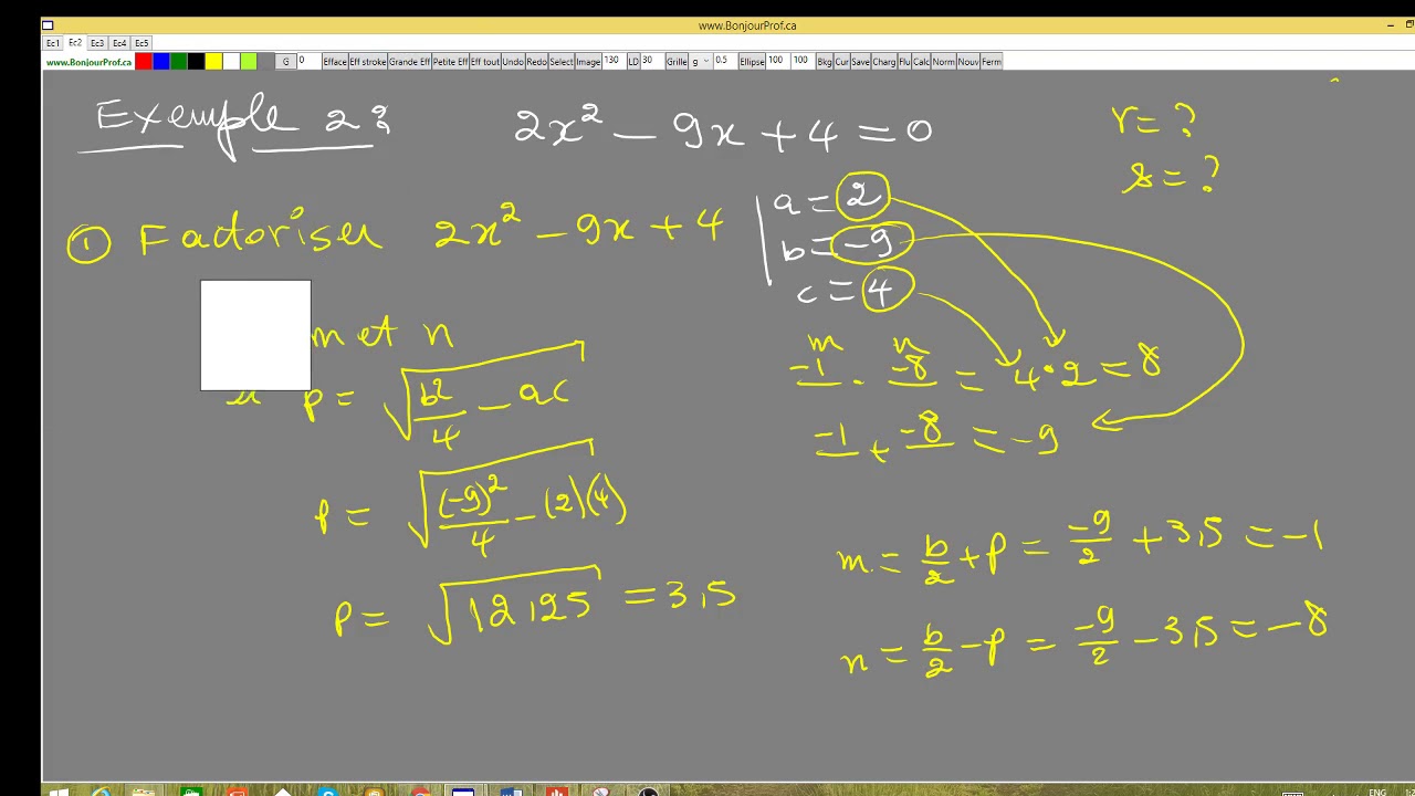 Unite 4 Lecon 19 resolution des equation quadratique par la formule ...