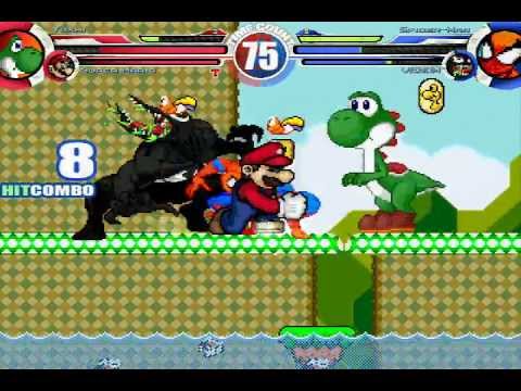 Yoshi & Super Mario vs Spiderman & Venom MUGEN Battle!!! - YouTube
