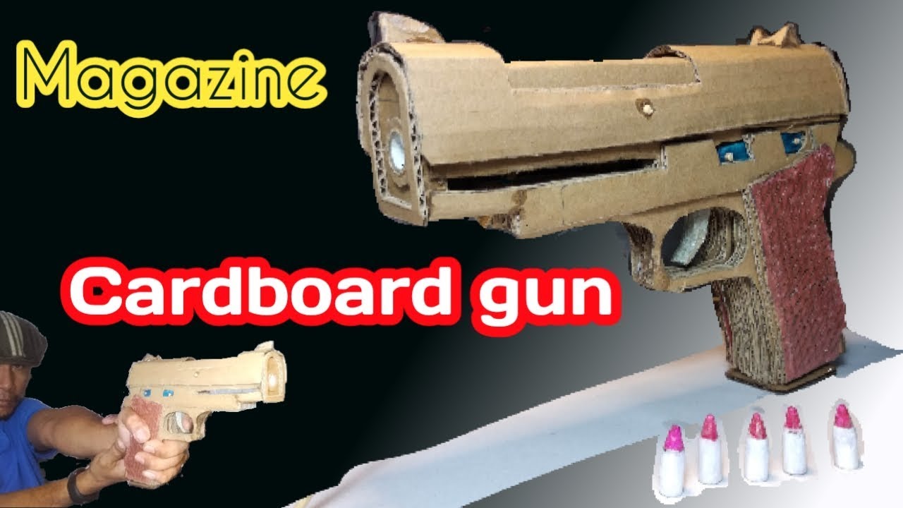 Toy Diy Pistol Shooting How To Make Cardboard Gun Youtube