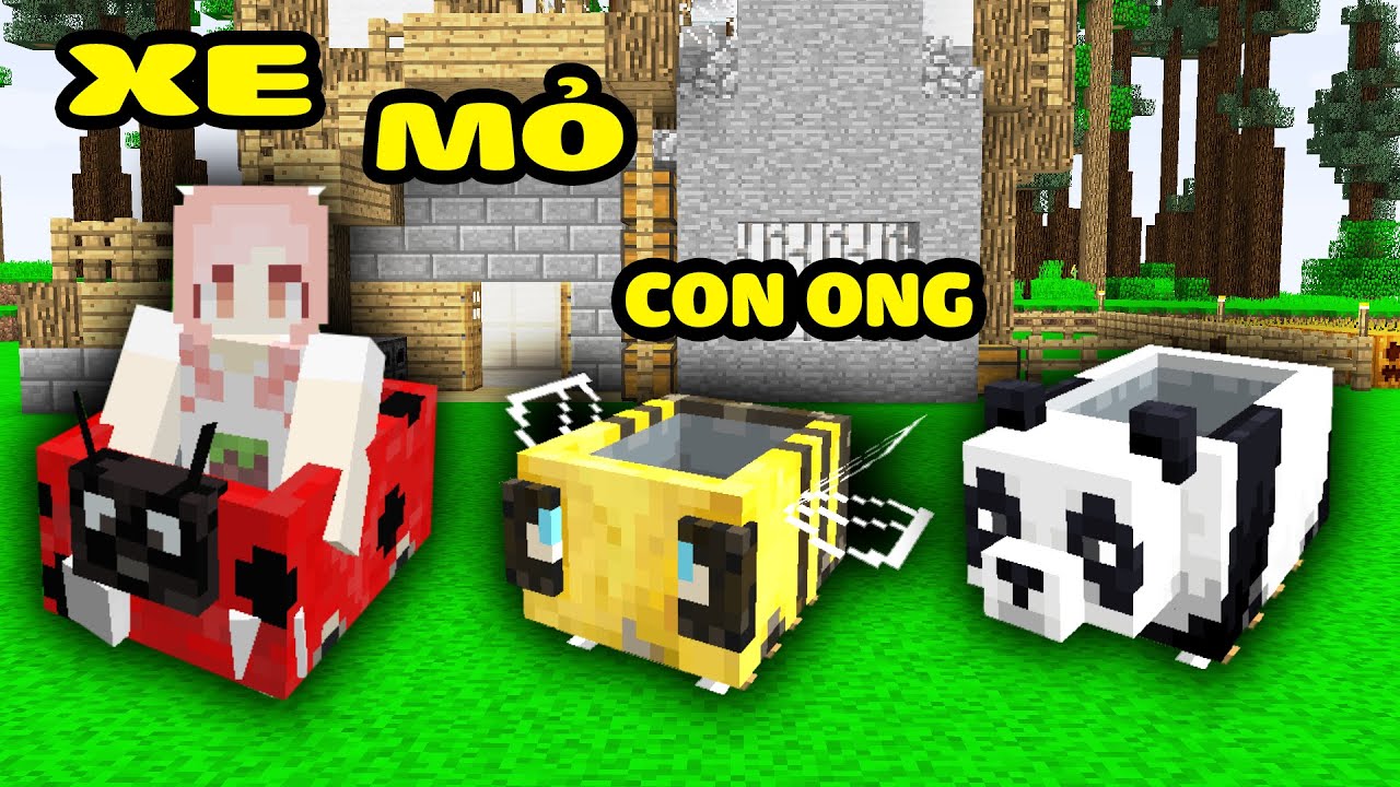 HEBI THỬ THÁCH CHẾ TẠO XE MỎ HÌNH CON ONG TRONG MINECRAFT*PANDA SỞ HỮU ...