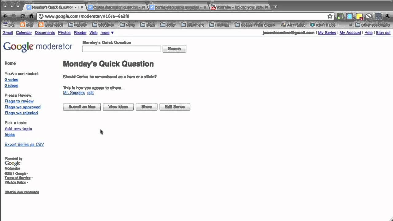 Using Google Moderator for Classroom Discussions - YouTube