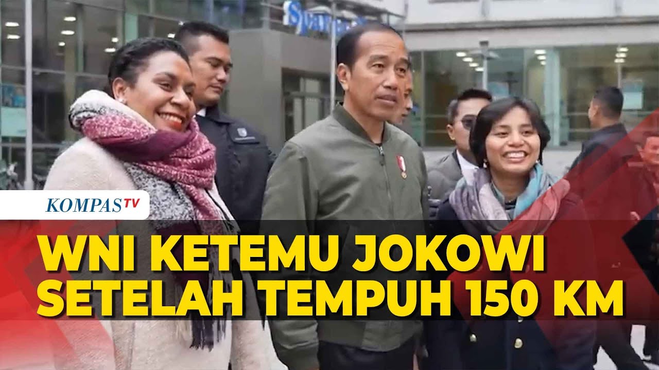 Momen 2 WNI Bertemu Jokowi di Jerman Setelah Menempuh Jarak 150 Km - YouTube