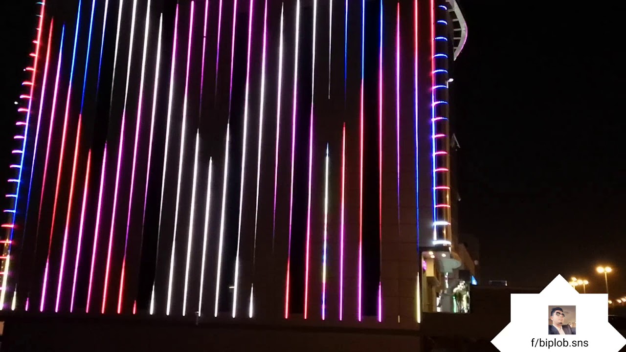 LED light on building. Laser Light, khamis. - YouTube