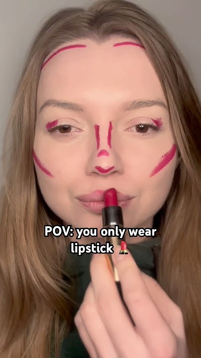 Doing my makeup only with lipstick 💄👄#makeuplook #lipstick #beautytips #makeup - YouTube