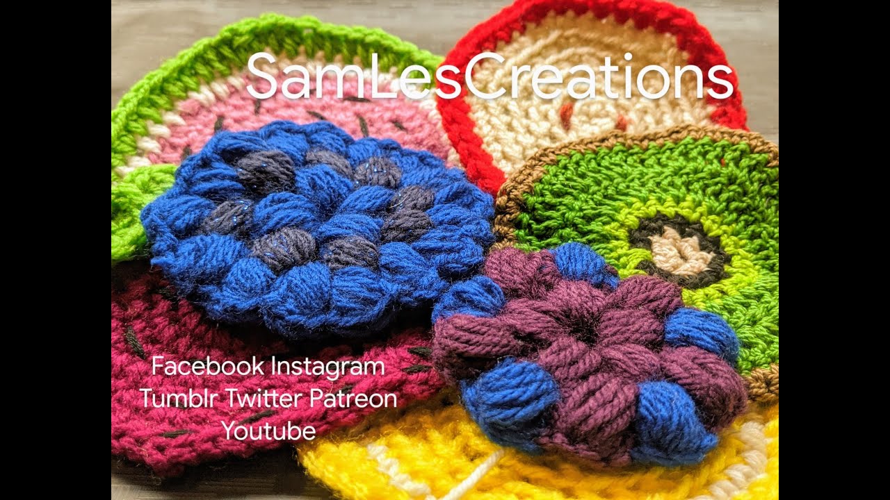 Puff Stitch BlueBerry Coaster - YouTube