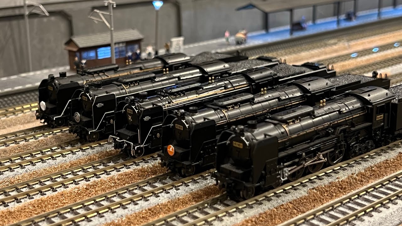 【Nゲージ】C62常磐形20系ゆうづる、C62常磐形急行みちのく、C62-2梅小路機関区12系白鷺号、C62-2東海道形特急つばめ、EF65牽引東海道貨物 - YouTube