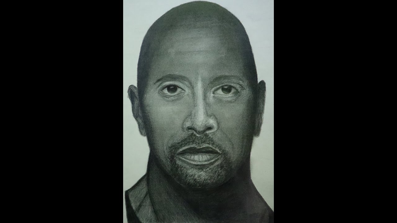 Realistic drawing of Dwayne Johnson(The Rock) - YouTube