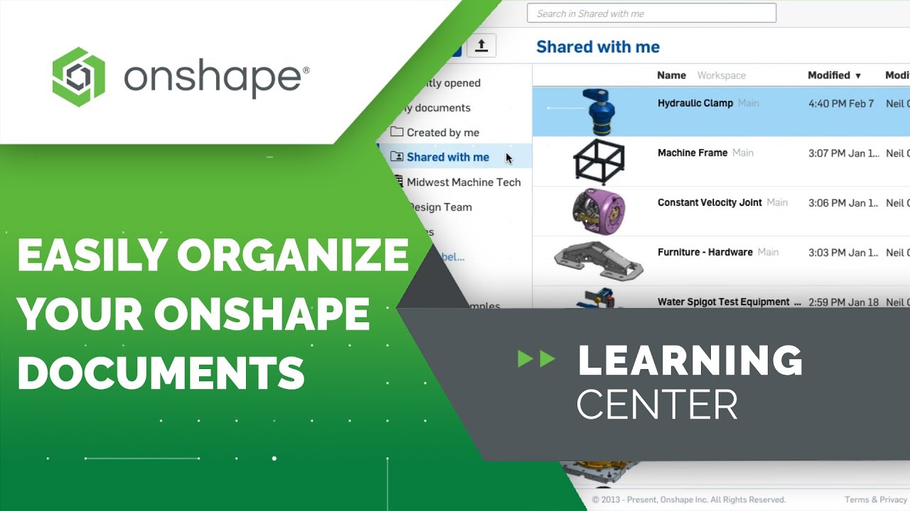Easily Organize Your Onshape Documents | Document Management - YouTube