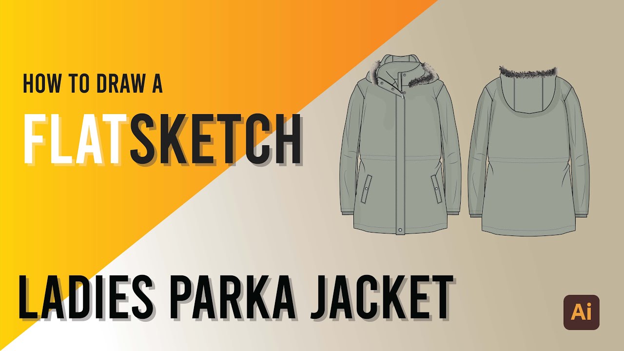 | Draw A Flat Sketch Ladies Parka Jacket Part 1 #adobeillustrator - YouTube