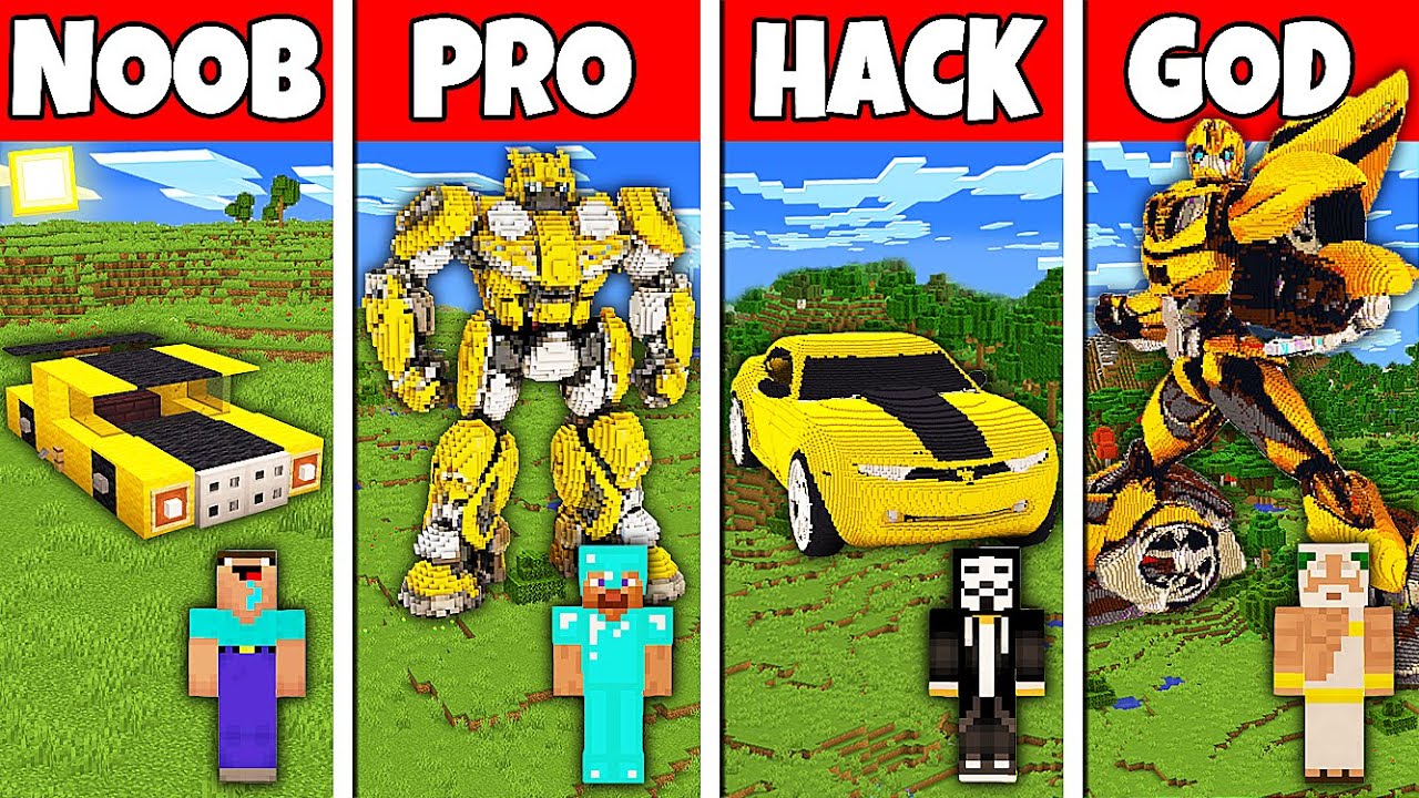 Minecraft Battle: NOOB vs PRO vs HACKER vs GOD! BUMBLEBEE TRANSFORMERS ...