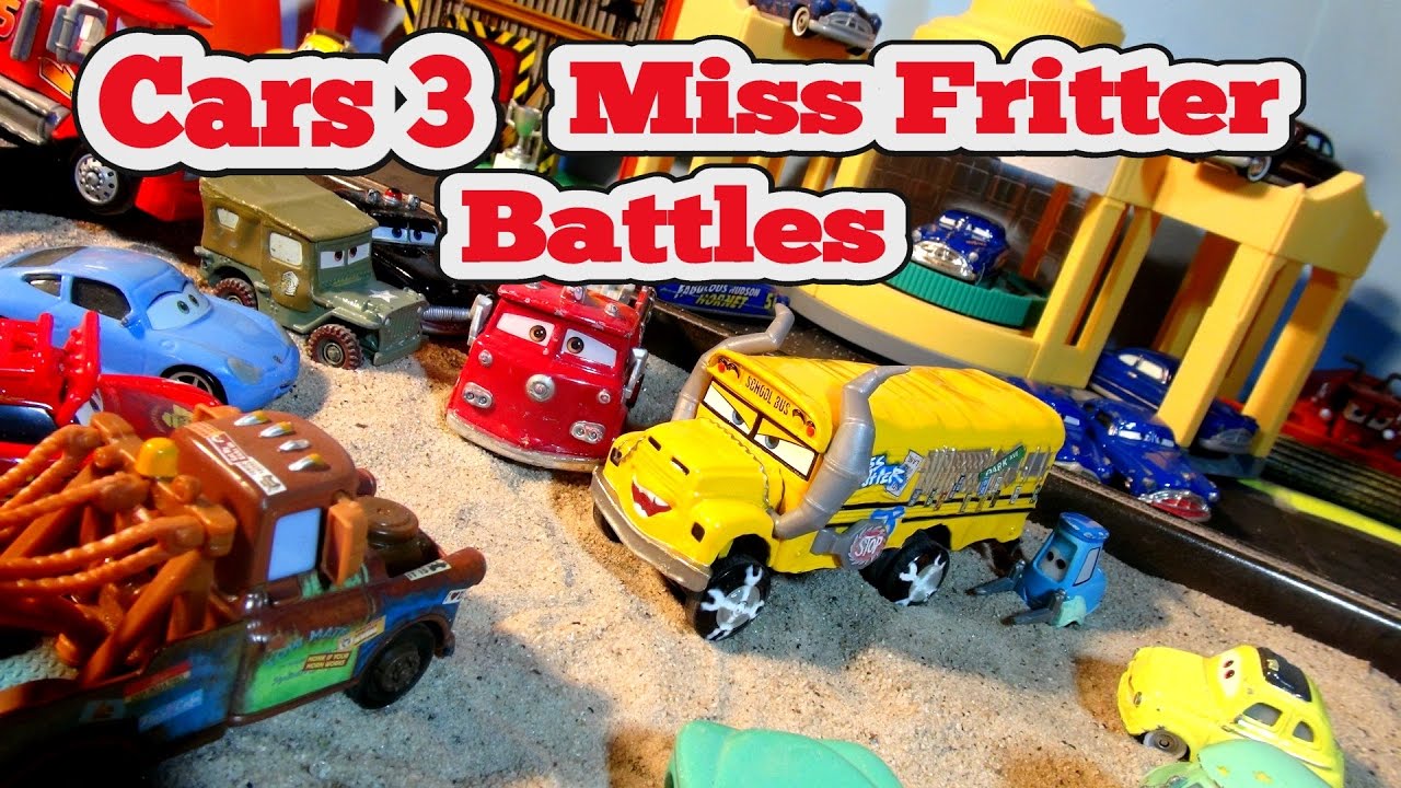 Pixar Cars 3 Miss Fritter with Lightning McQueen, Mater, Sheriff, and ...